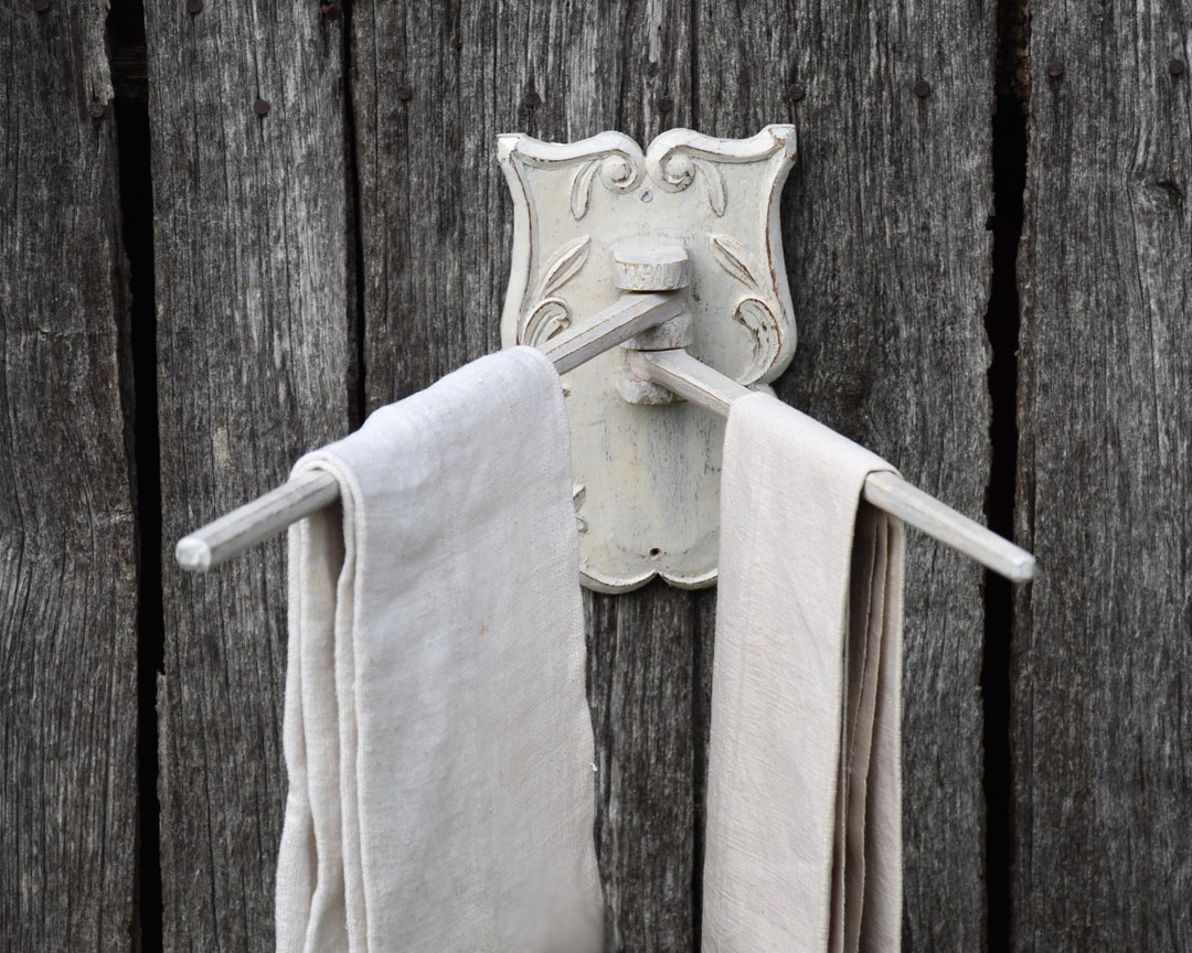 Rustic Wooden Towel Rack for Farmhouse Bathroom and Kitchen : French ...