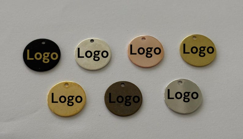 Custom Logo Charms: Laser Engraved Jewelry Tags, Brass Round Discs ...