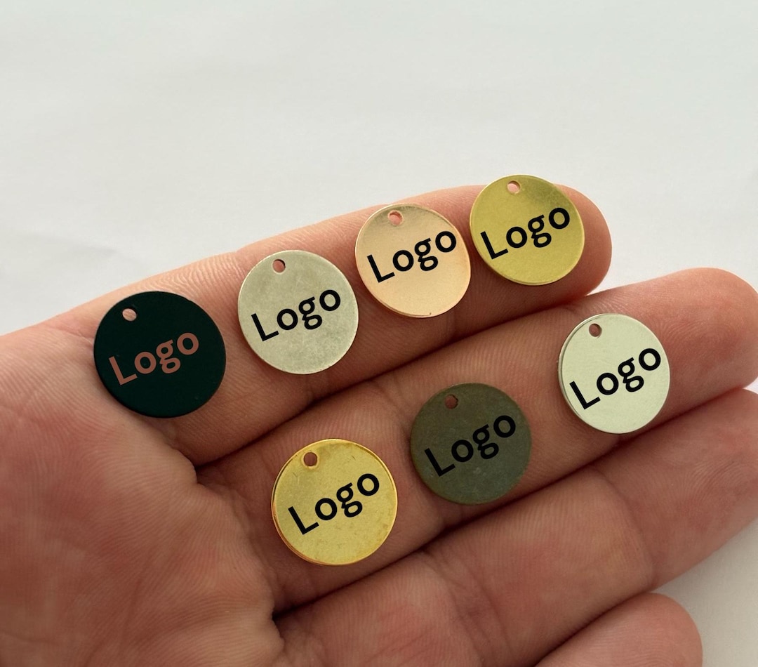Custom Logo Charms: Laser Engraved Jewelry Tags, Brass Round Discs ...