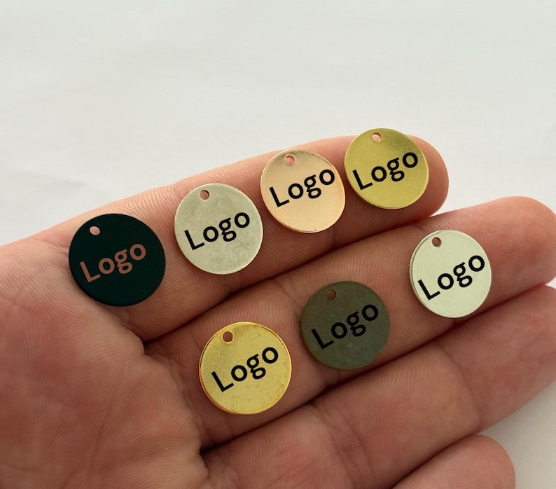 Custom Logo Charms: Laser Engraved Jewelry Tags, Brass Round Discs ...