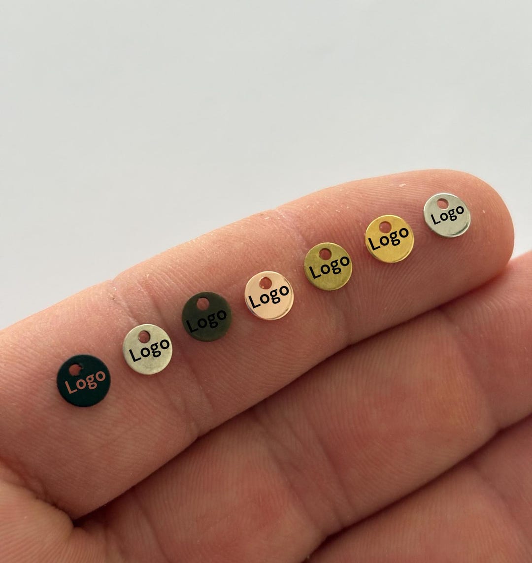 Custom Laser Engraved Jewelry Logo Charms - Brass Round Tags (6mm) - Etsy