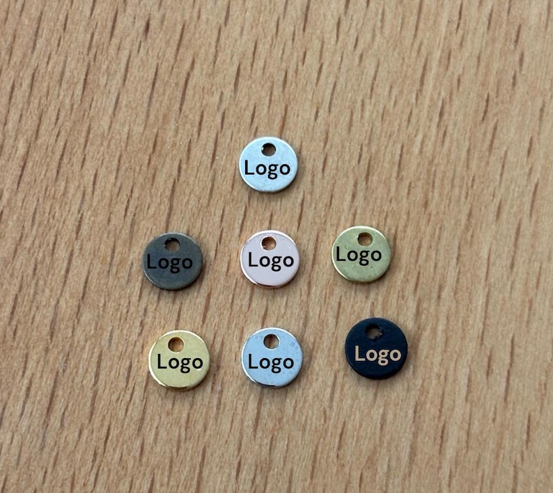 Custom Laser Engraved Jewelry Logo Charms - Brass Round Tags (6mm) - Etsy