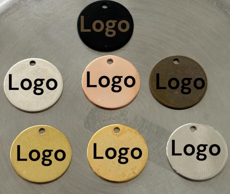 Custom Logo Charms: Laser Engraved Jewelry Tags, Brass Round Discs ...