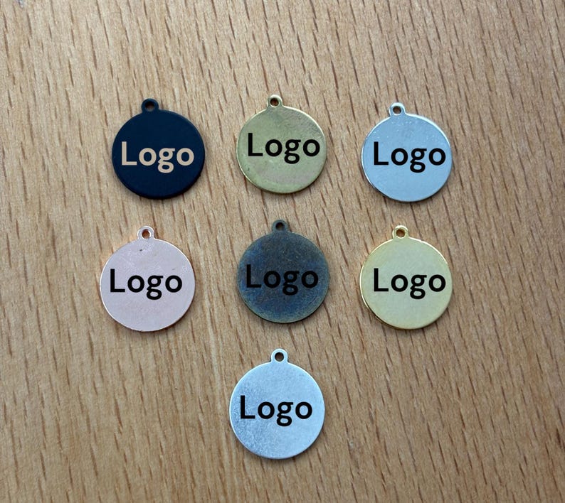 Custom Logo Charms - Laser Engraved Jewelry Tags, 14mm Round - Etsy