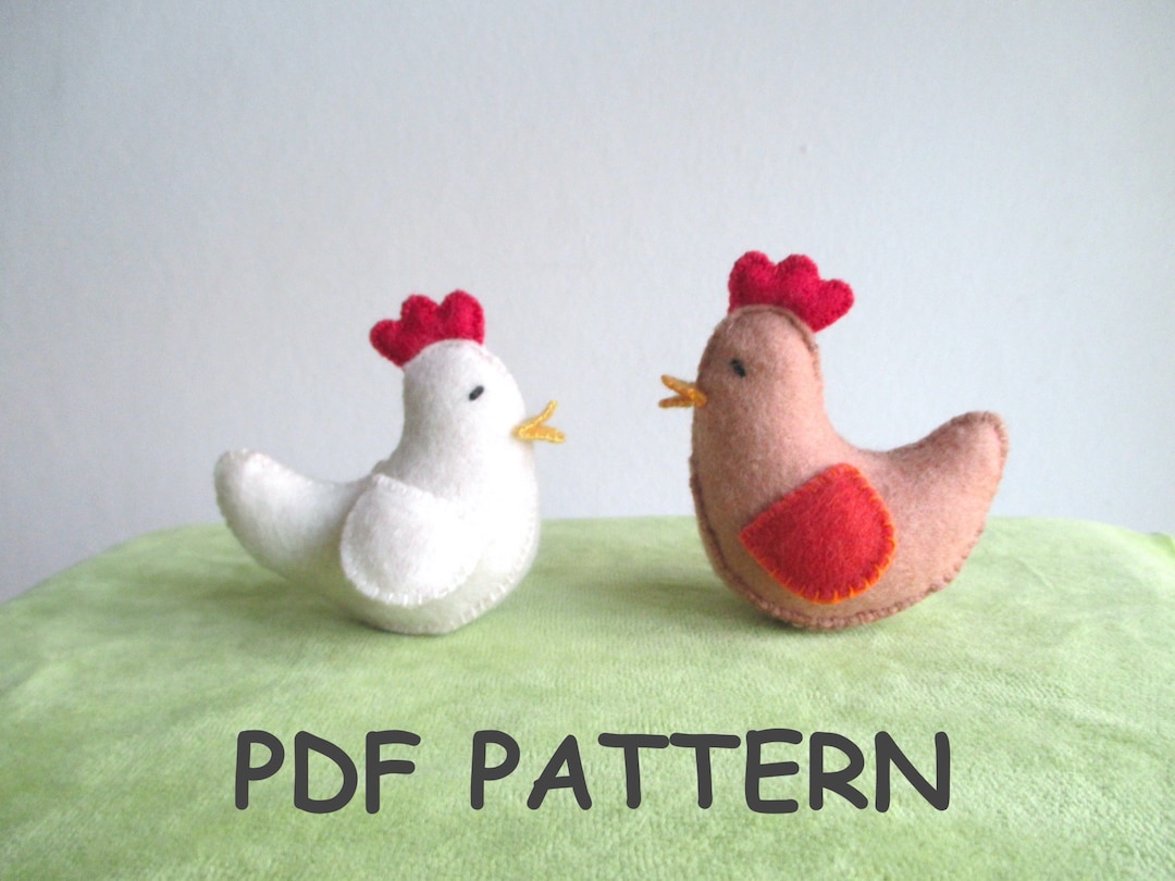 Felt Chicken PDF, Chicken Sewing Pattern, Felt Chicken Tutorial, DIY ...
