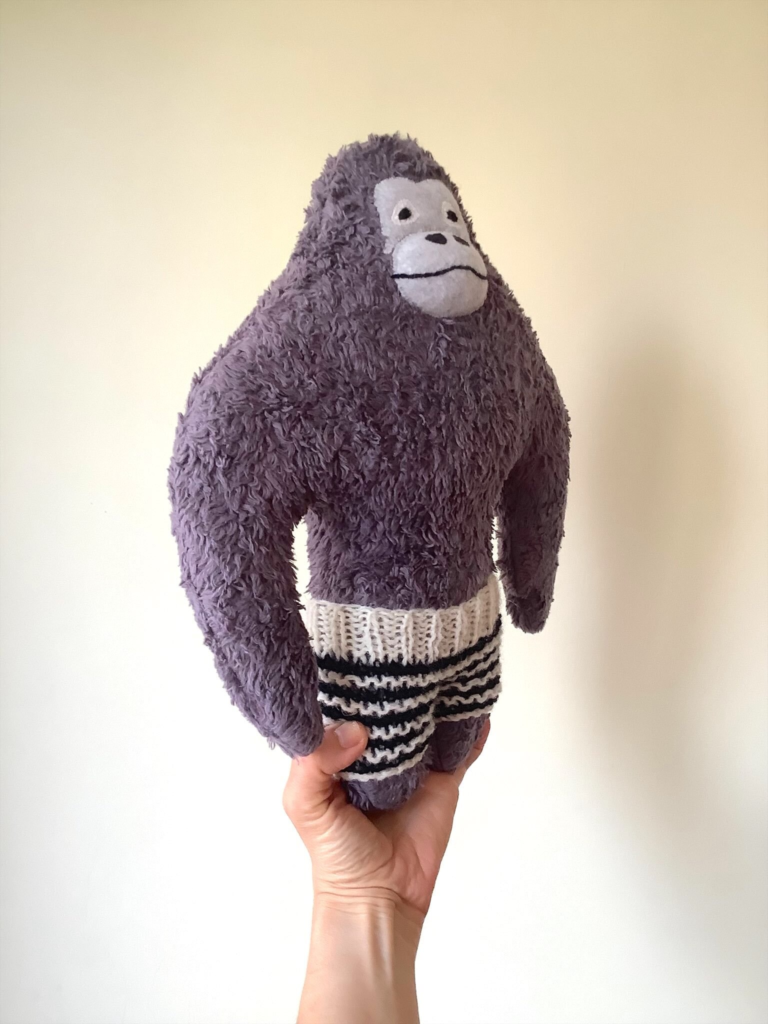 Gorilla Stuffed Toy, Organic Gorilla, Plush Gorilla, Gray, Black White ...