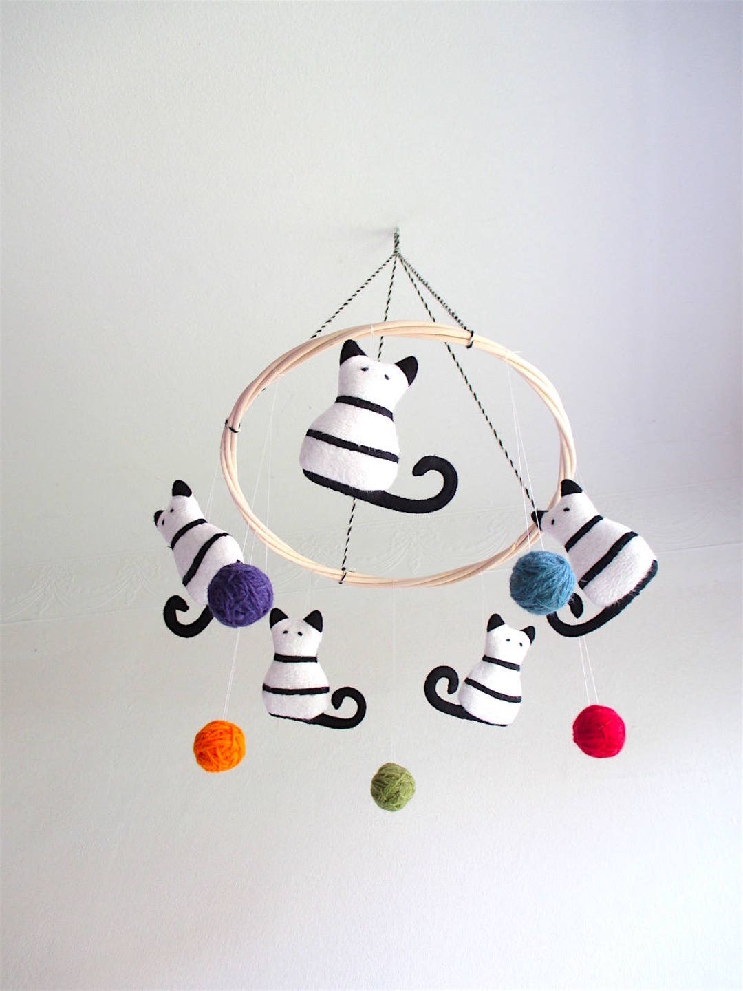 Nursery Mobile Cats, Baby Mobile Cats, Kittens, Black and White ...