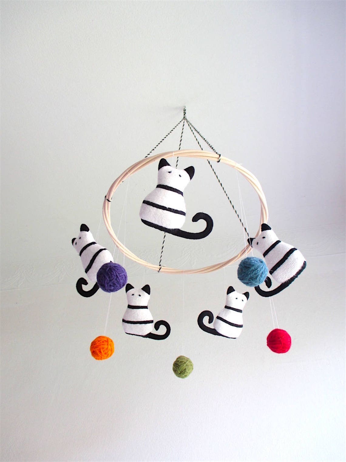 Nursery Mobile Cats, Baby Mobile Cats, Kittens, Black and White ...