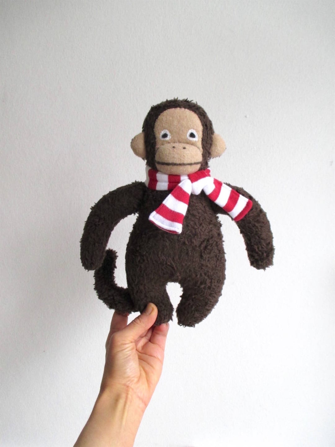 Organic Monkey Toy, Organic Plush Monkey, Stuffed Monkey Toy, Dark ...