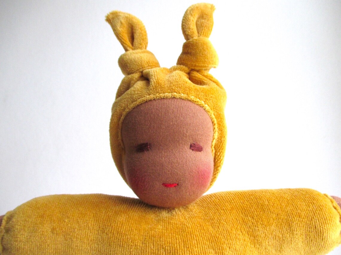 Organic Waldorf Doll, Yellow, Colored Skin, Dark Skin, Soft, Baby ...