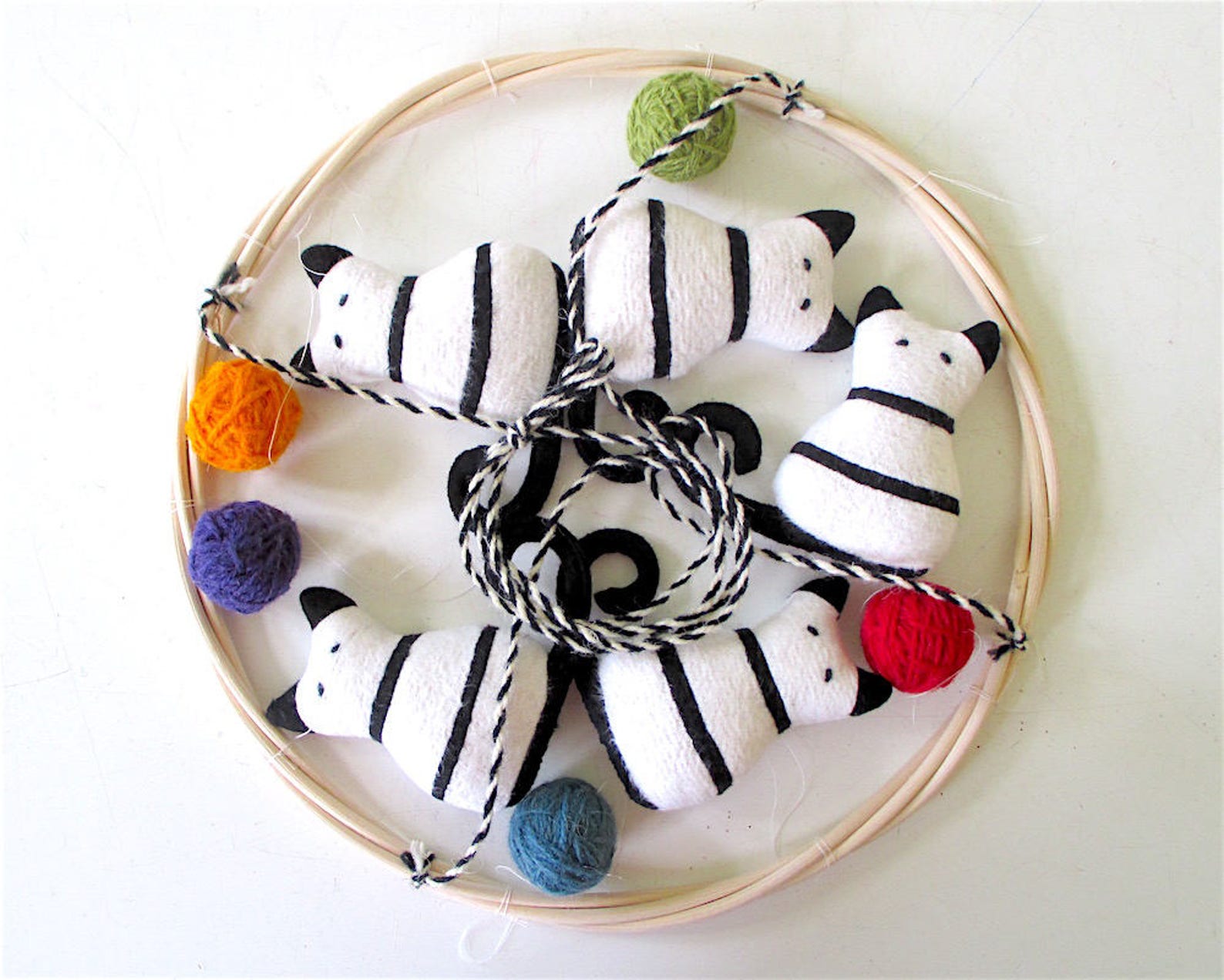 Nursery Mobile Cats, Baby Mobile Cats, Kittens, Black and White ...