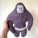 Gorilla Stuffed Toy, Organic Gorilla, Plush Gorilla, Gray, Black White ...