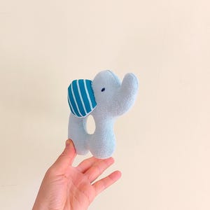 Organic Soft Blue Elephant Rattle, Organic Elephant Toy, Eco Elephant ...