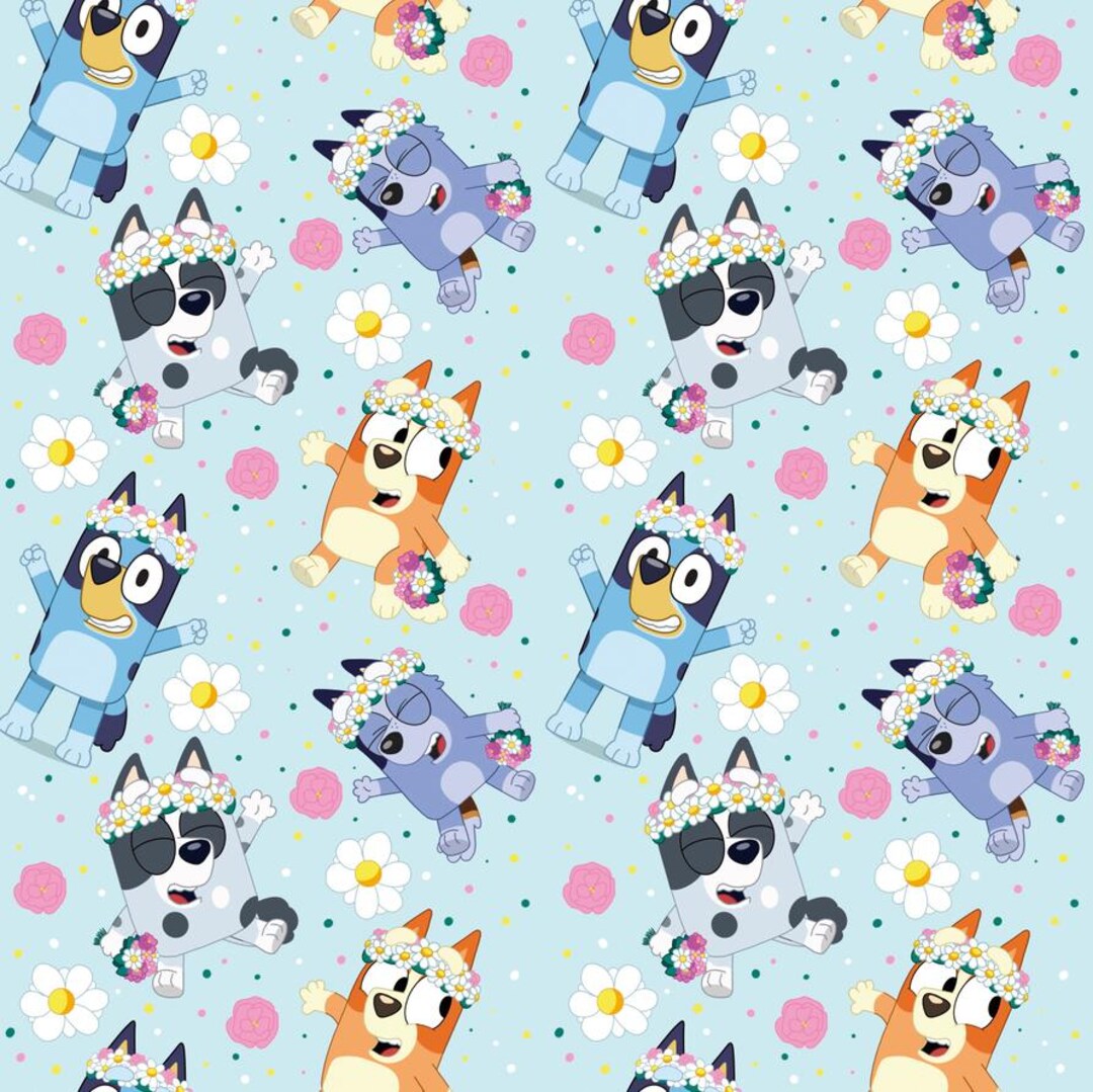 Tela Bluey, Tela de Perro Azul, Tela Bluey y Bingo, Tela de Algodón con ...