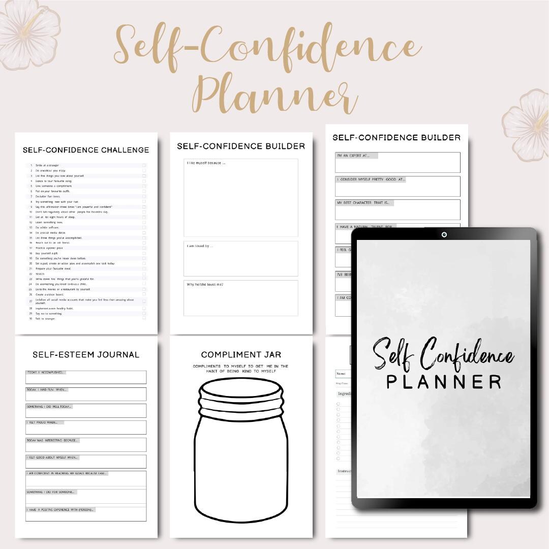 Self-confidence Planner | Printable Self-esteem Workbook | Daily ...