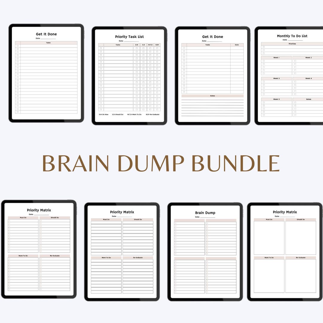 Brain Dump Printable Bundle | Thought Organizer, Productivity Planner ...