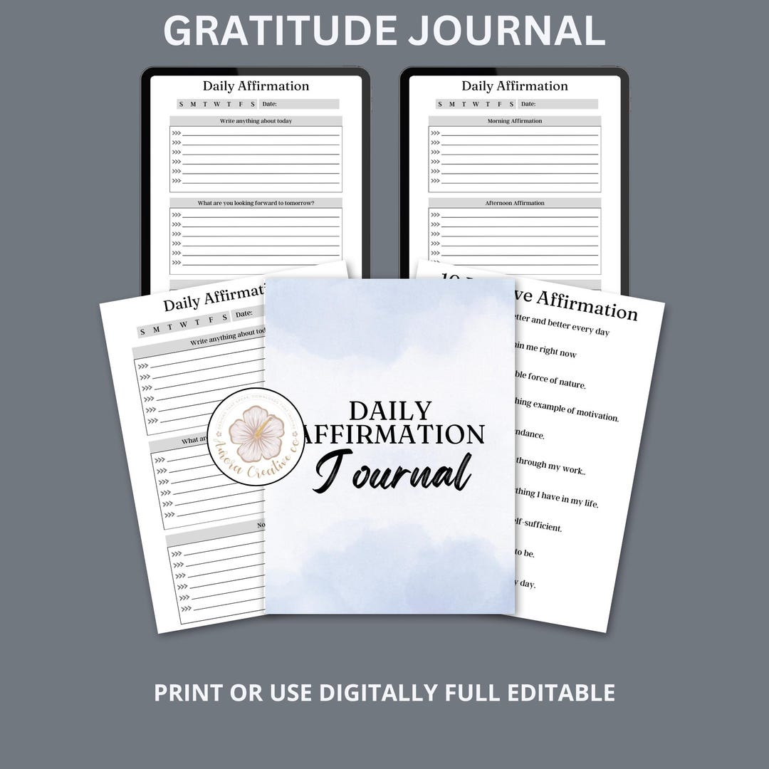 Daily Affirmation Journal | Printable Self-love and Positivity Planner ...