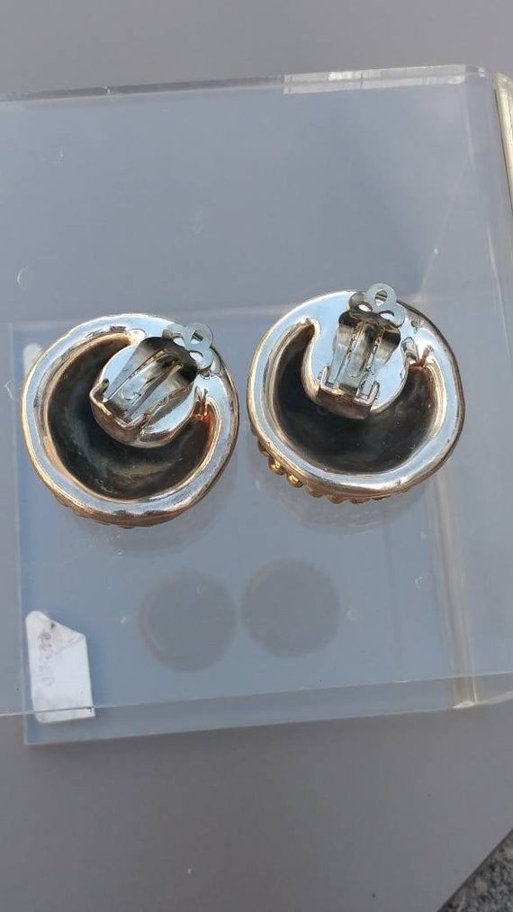 Rustic Button Vintage Bicolor Sterling Silver Clip On… - Gem