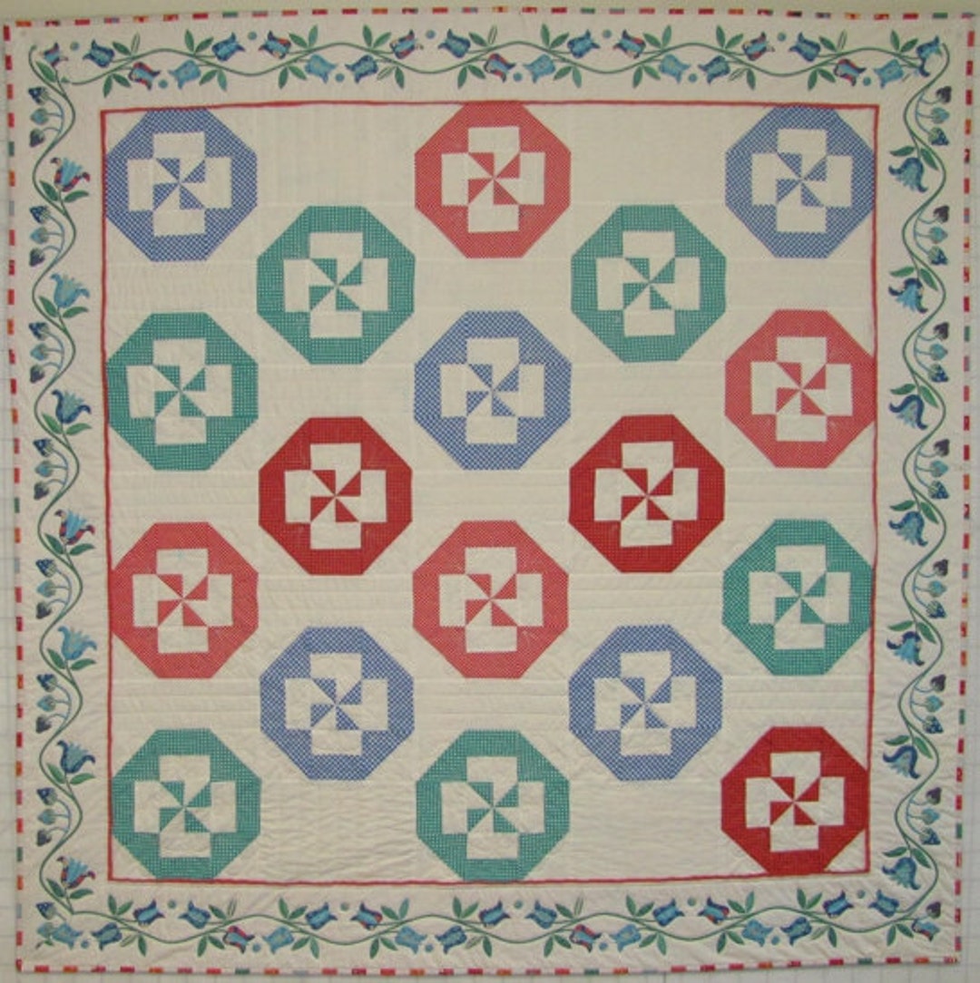 Pinwheel Posies Easy Quilt Pattern PDF - Etsy