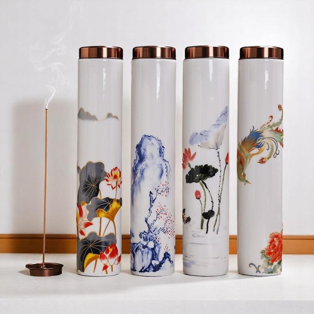 Hand-painted Japanese Ceramic Incense Tube: Porcelain Stick Holder With ...
