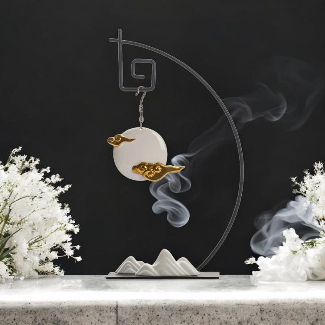 Moon Hanger Backflow Incense Burner – Hanging Ceramic Cone Holder With ...