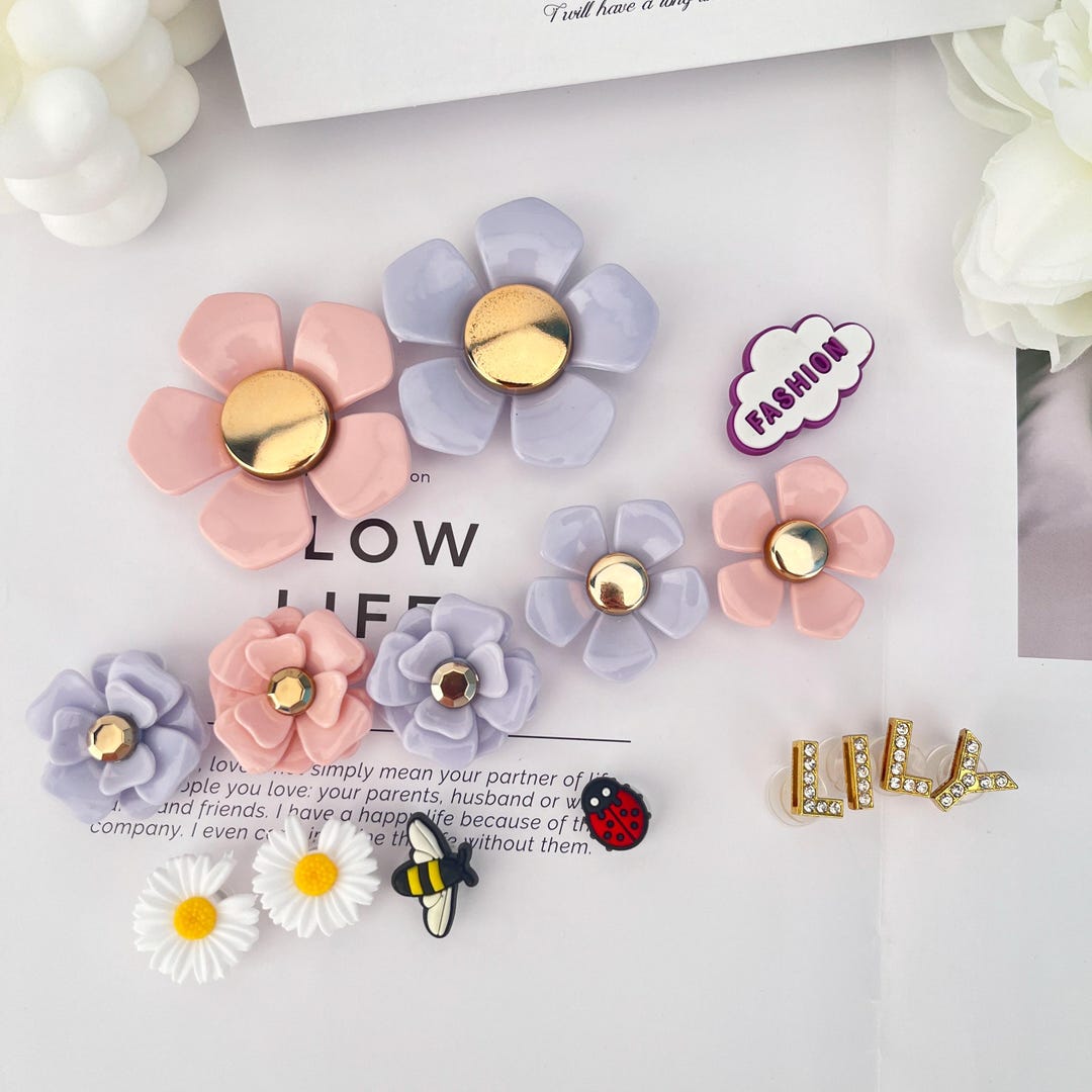 Charms for Croc,personalized Name Shoe Pins,cute Cartoon Flower&pearl ...