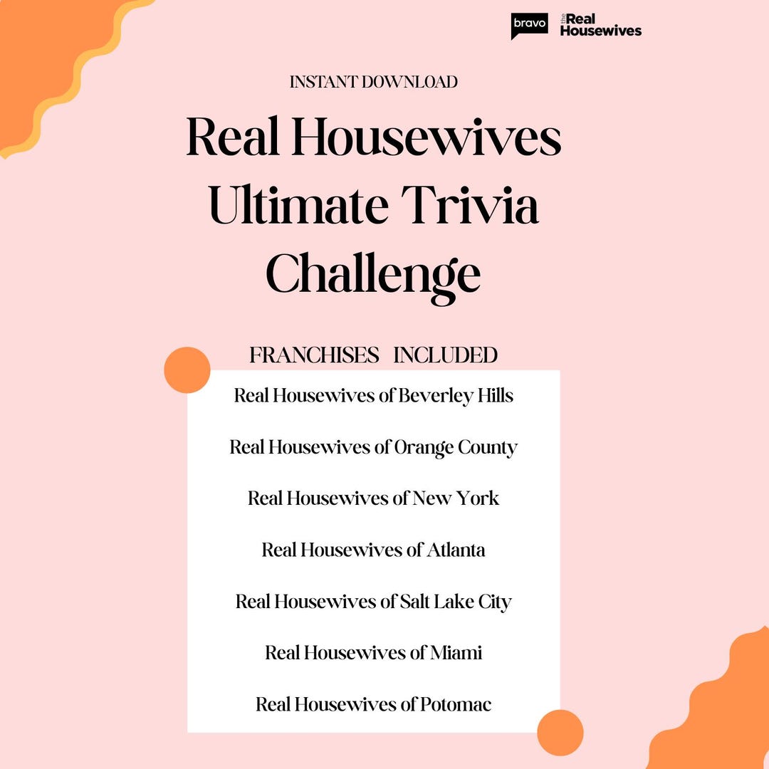 Real Housewives Trivia Game - Bravo TV Quiz (digital Download) - Etsy