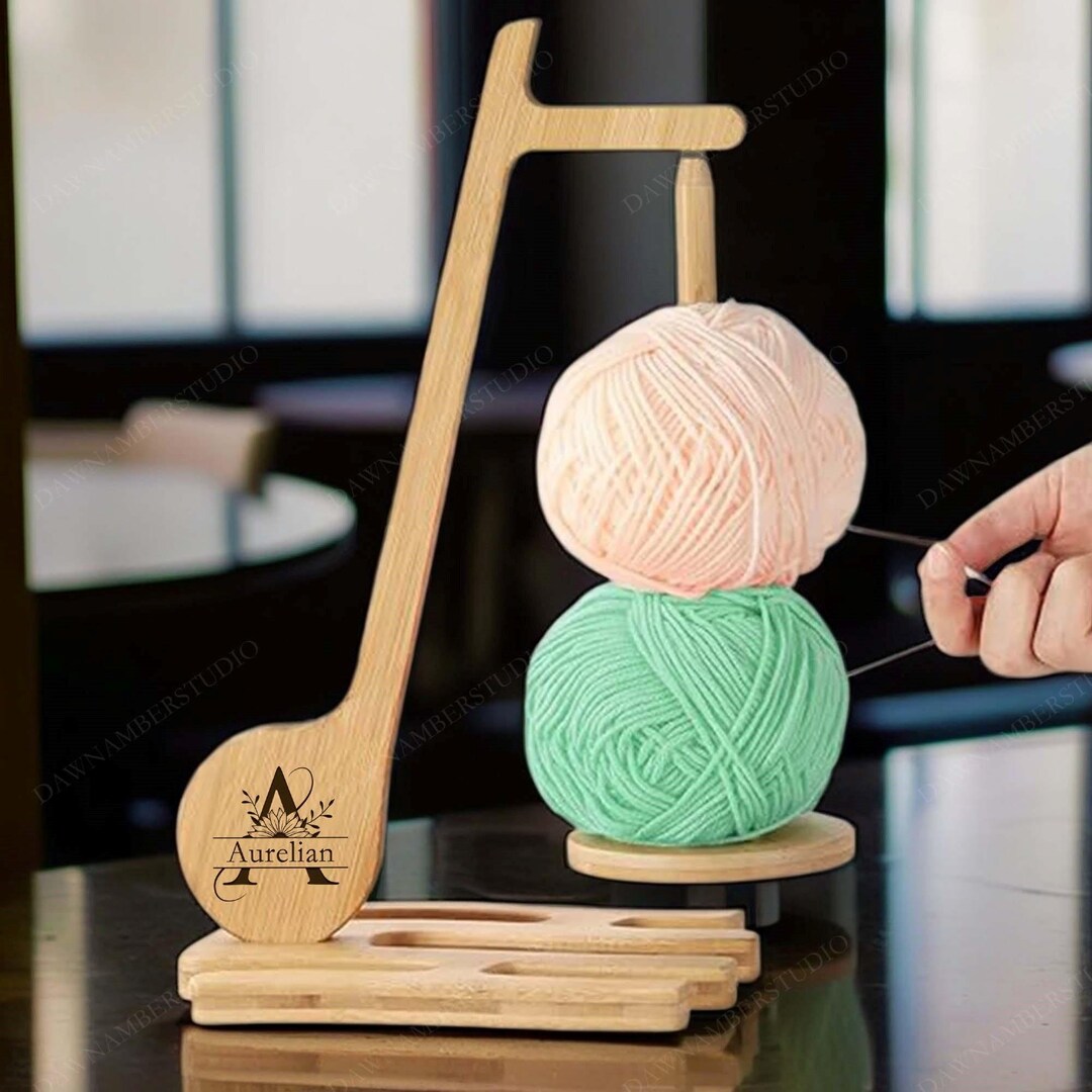 Custom Wooden Yarn Winder, Personalized Wooden Yarn Feeder, Rotating ...