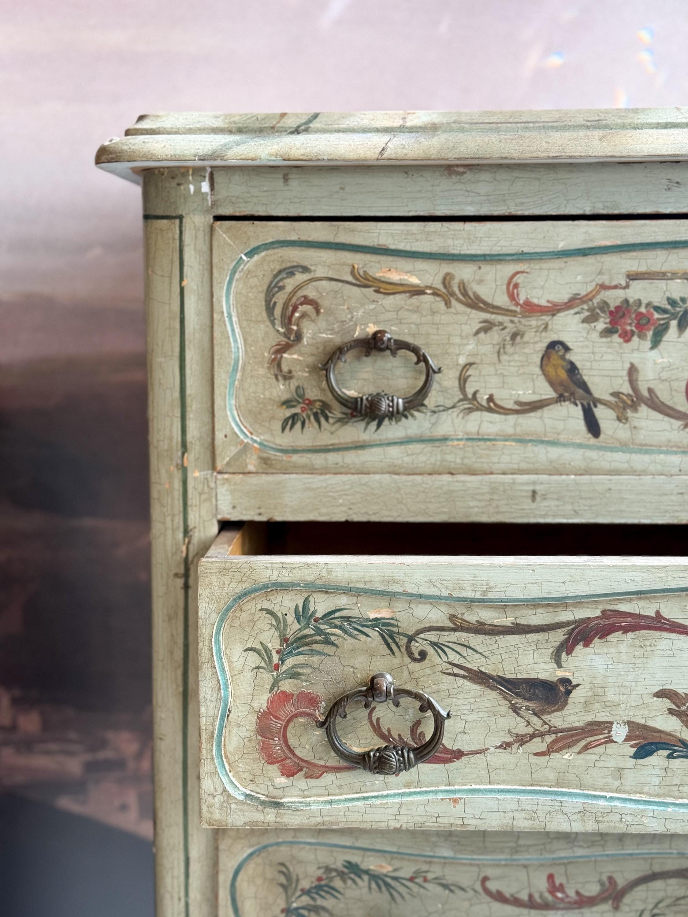 Vintage Hand Painted Drawer Cabinet - Etsy