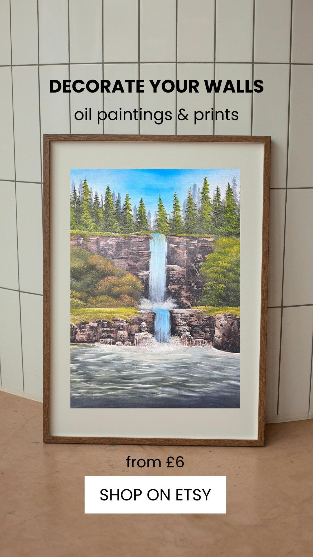 Staggered Falls - Oil Painting, Landscape Painting, Wall Art, Home ...