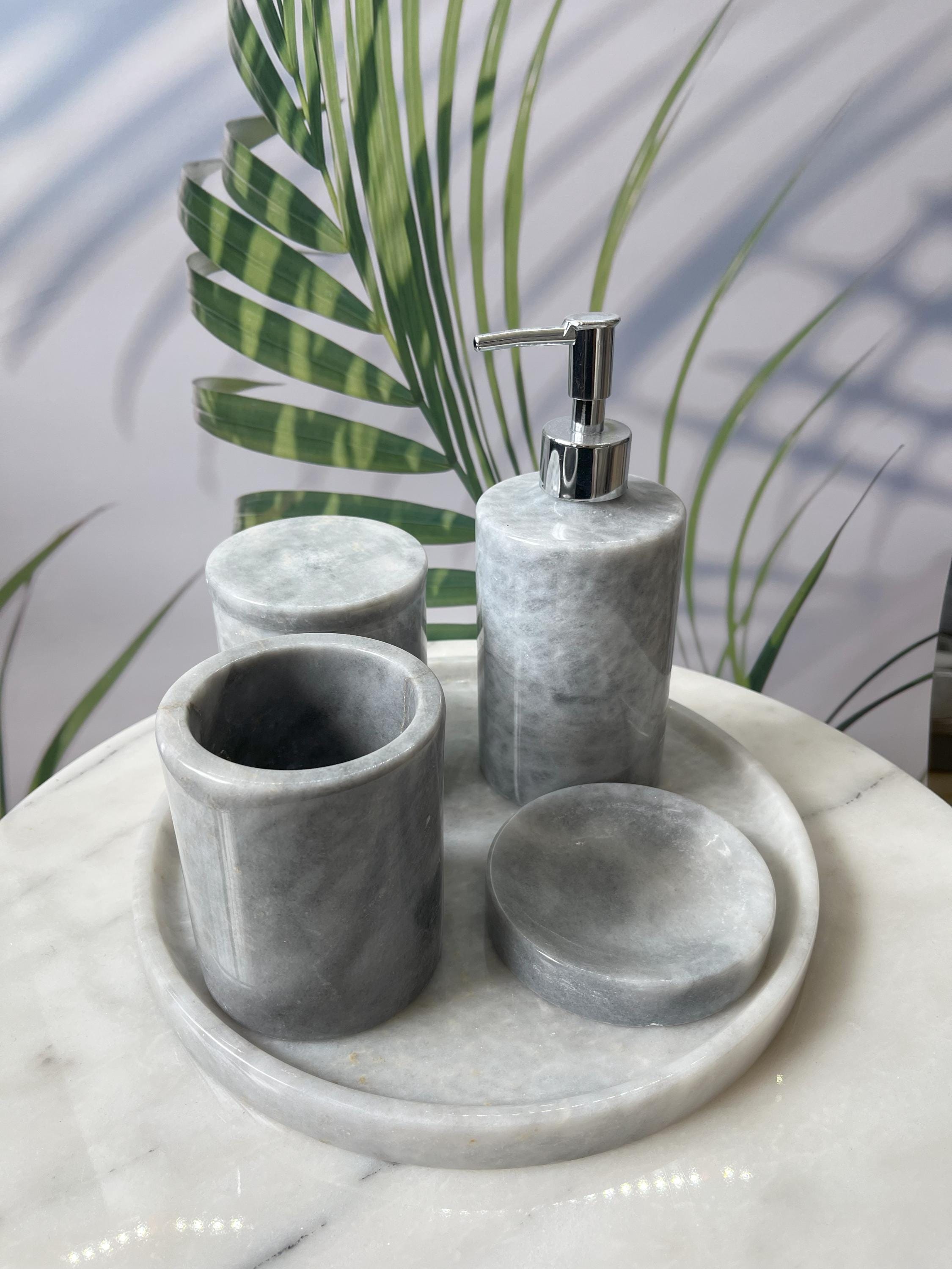 Gray Marble Bathroom Set: 5-piece Natural Stone Vanity,bathroom ...