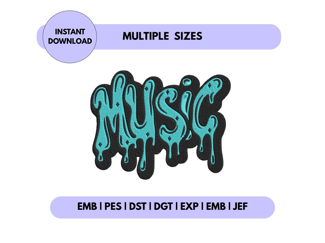 Graffiti MUSIC Embroidery Design: Urban Streetwear Patch (digital ...