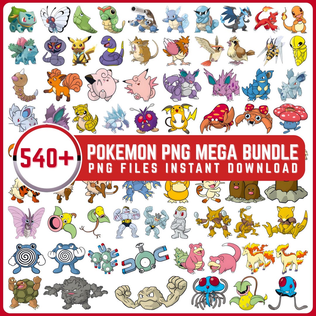 540+ Pokemon Clipart PNG Bundle, Pikachu Character Images, Cartoon PNG ...