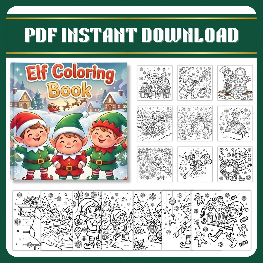ELF Christmas Coloring Pages | 30 Cute Elf Holiday Printables for Kids ...