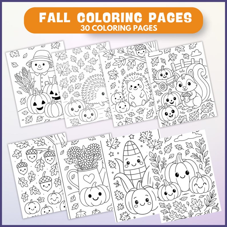 60 Fall Coloring Pages for Kids, Cozy Fall Coloring Book, Fall ...