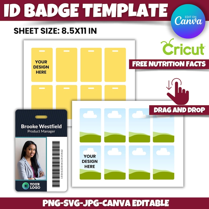 Customizable ID Badge Template: Canva Editable, Printable (digital ...