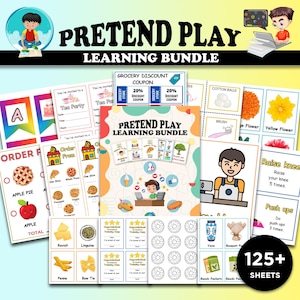 Preschool Pretend Play Bundle, 125+ Worksheets, Kindergarten Learning ...