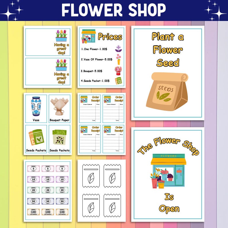 Preschool Pretend Play Bundle, 125+ Worksheets, Kindergarten Learning ...