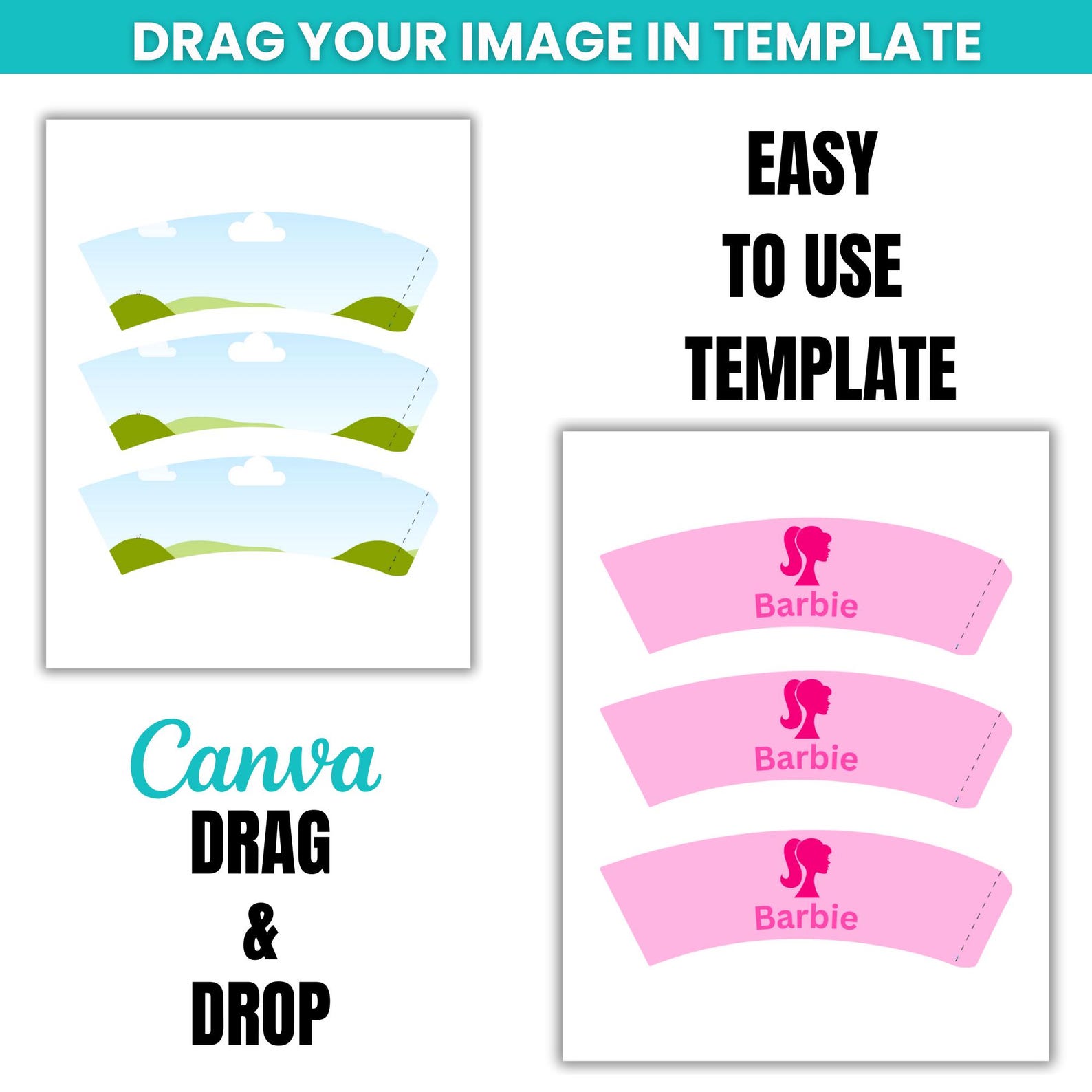 5 Sizes Paper Cup Wrapper Template Bundle, Paper Coffee Cup Template ...