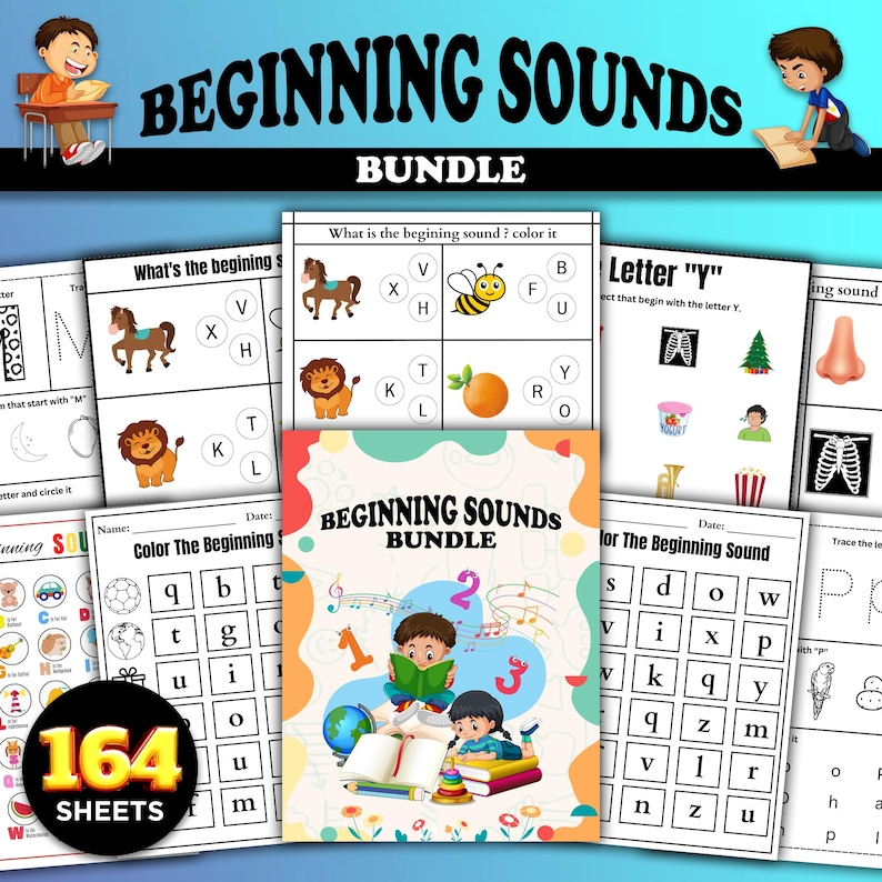 Beginning Sounds Worksheets: Preschool Phonics, A-Z Cards (PDF) - Etsy