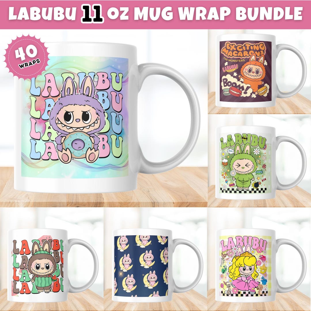 Kawaii Labubu Mug Wrap Designs: 40 PNG Bundle (digital Download - Etsy