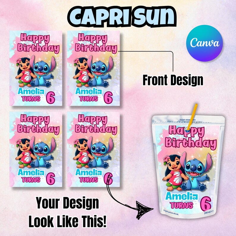 Editable Lilo Birthday 5 Party Pack Bundle, Lilo & Stitch Party Favors ...