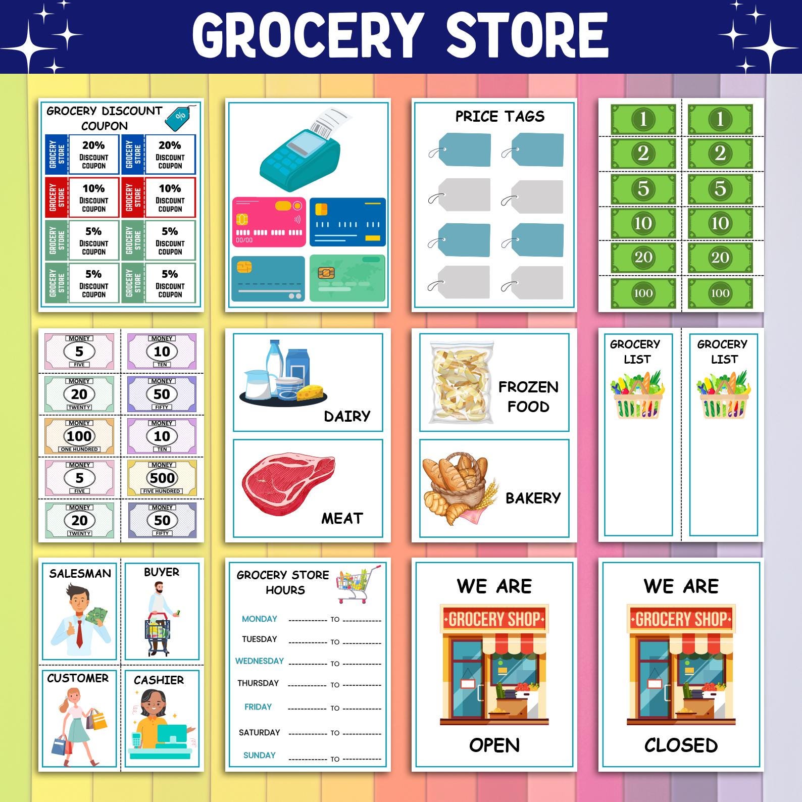 Preschool Pretend Play Bundle, 125+ Worksheets, Kindergarten Learning ...