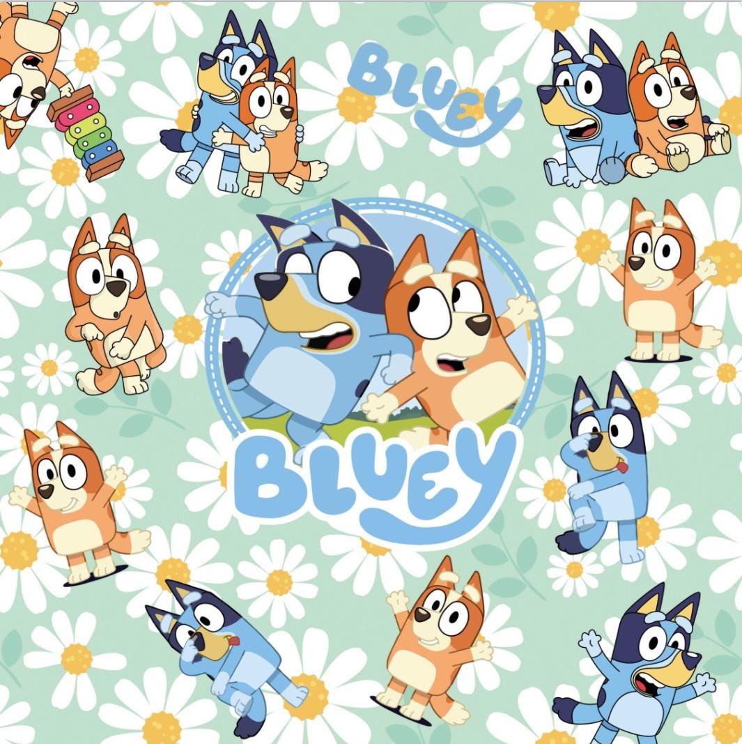Bluey Fabric Blue Dog Fabric Bluey and Bingo Fabric Cartoon Fabric ...