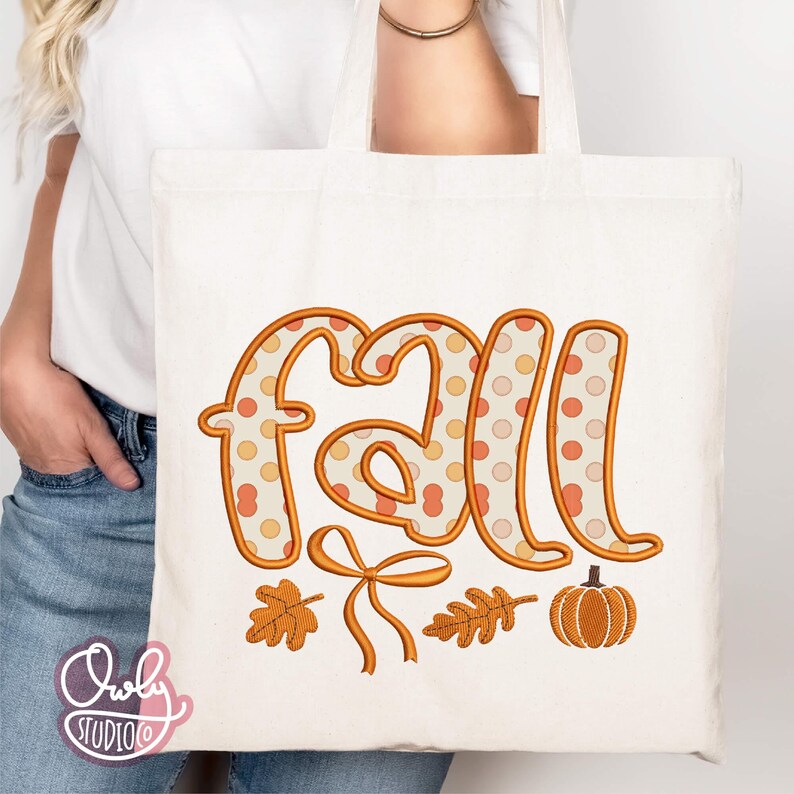 Fall Applique Embroidery Design: Preppy Autumn Letters, Leaves ...