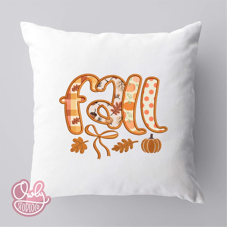 Fall Applique Embroidery Design: Preppy Autumn Letters, Leaves ...