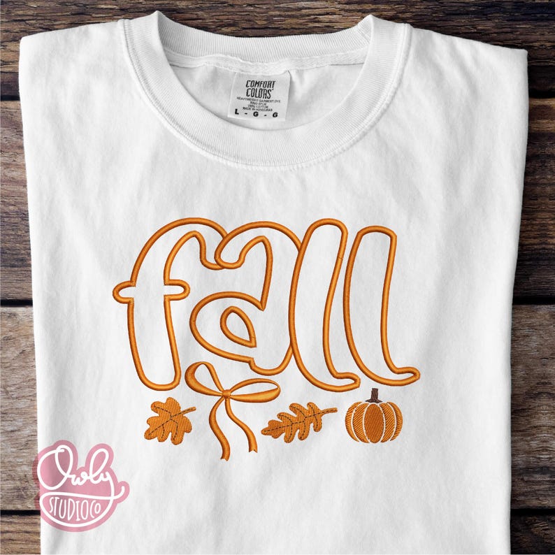 Fall Applique Embroidery Design: Preppy Autumn Letters, Leaves ...