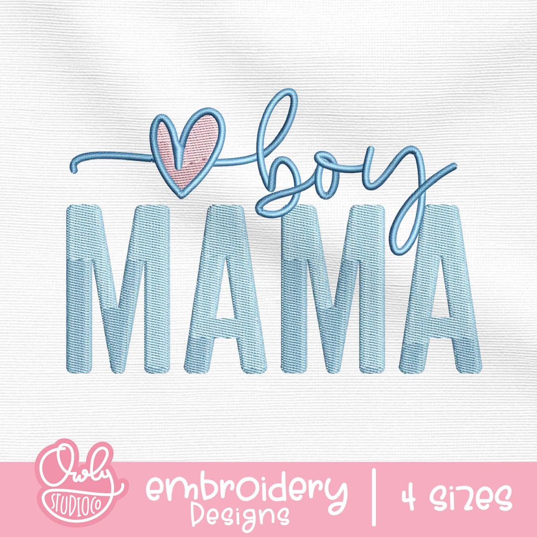 Boy Mama Embroidery Design: Heart & Script (4 Sizes) (digital Download ...