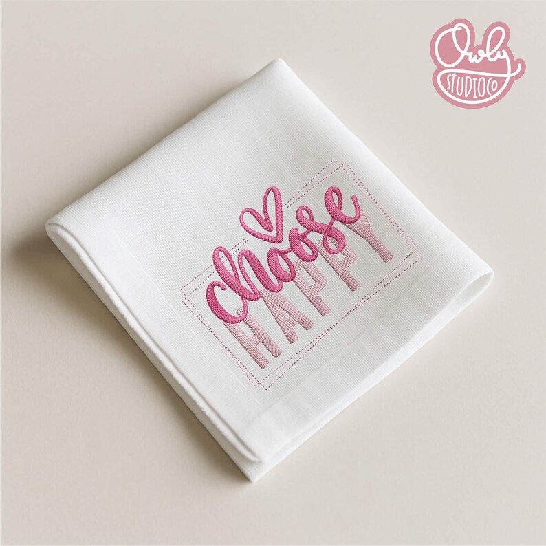 Choose Happy Embroidery Design – Heart and Script Machine Embroidery ...