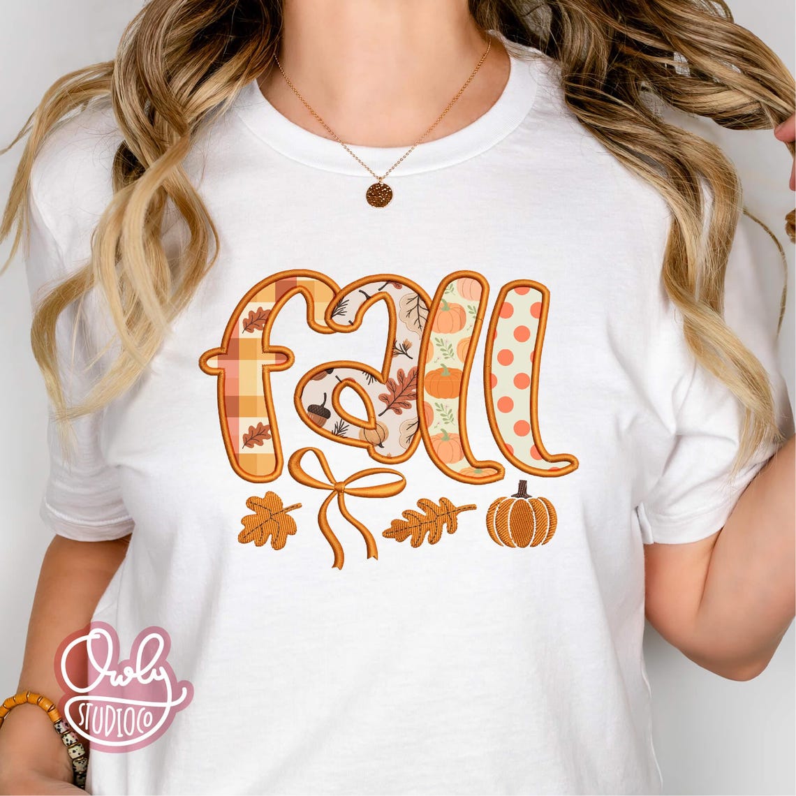Fall Applique Embroidery Design: Preppy Autumn Letters, Leaves ...